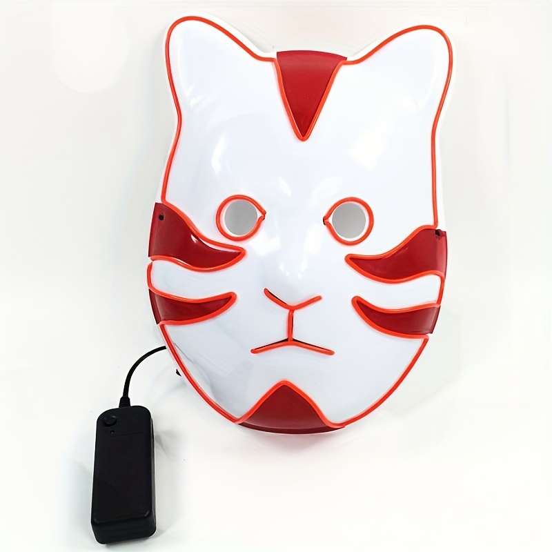 Led Light Line Glowing Mask Cartoon Cat Shape Cute Mask Bar - Temu Canada