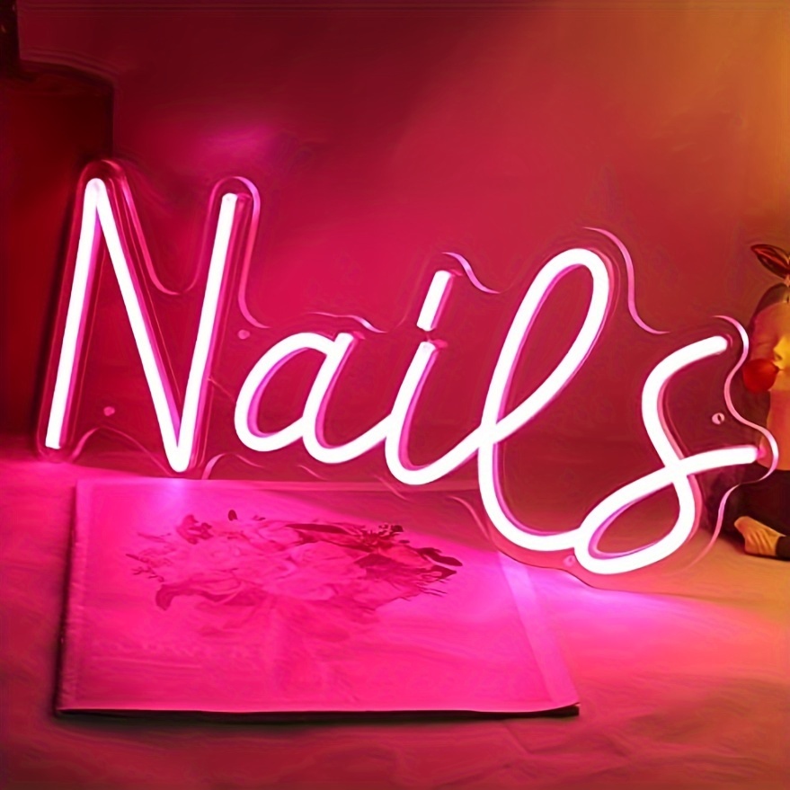 Nails Led Neon Sign Cool Girls Bedroom Desk Wall Decoration Beauty ...