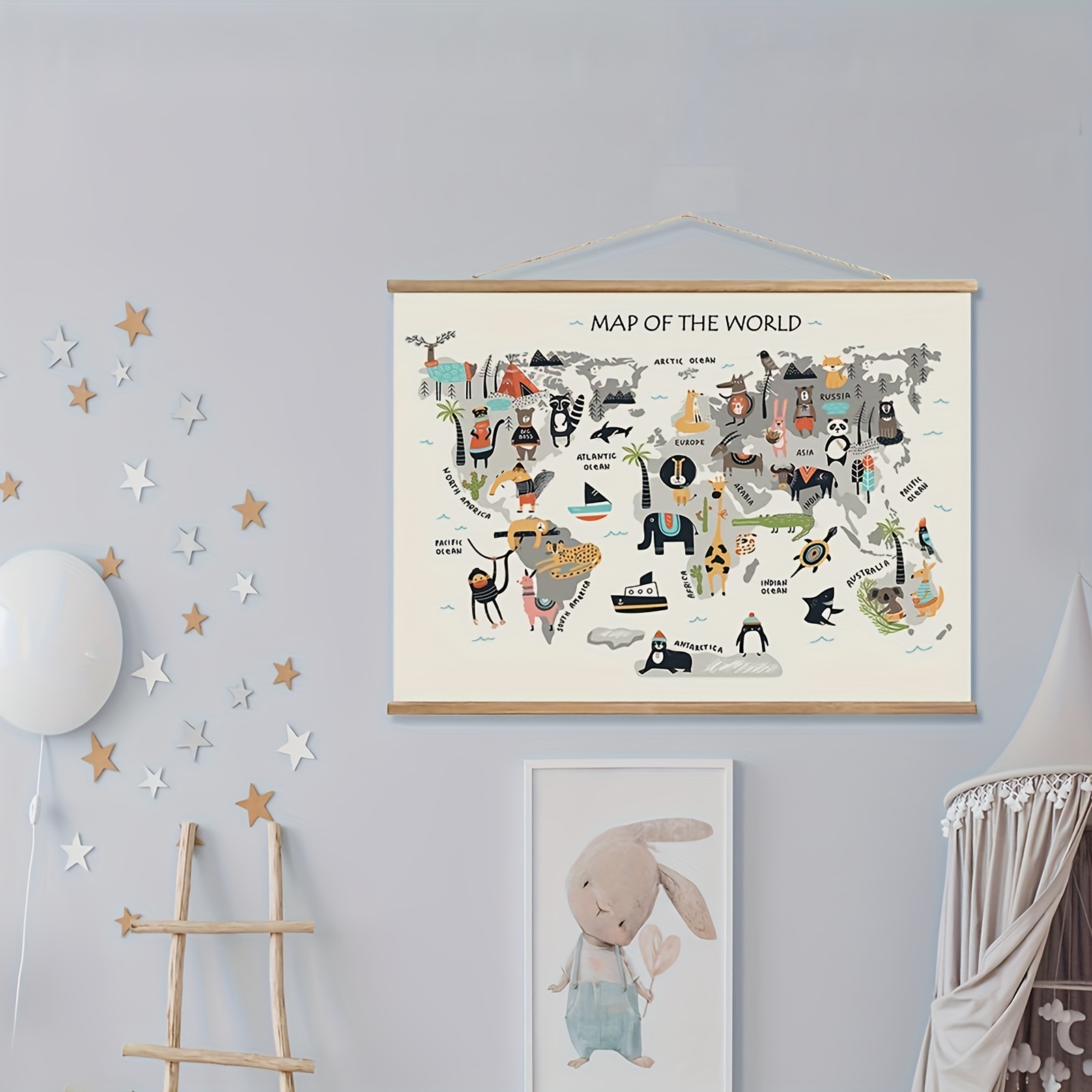Cute Map Hanging Canvas Wall Maps - Temu