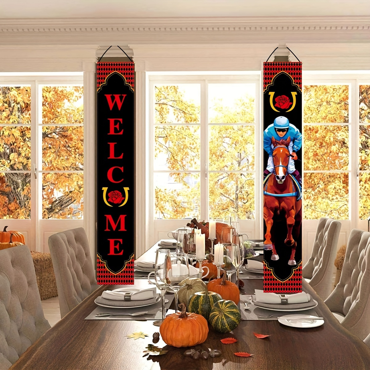 Welcome Banners Run Rose Horse Race Decor - Temu