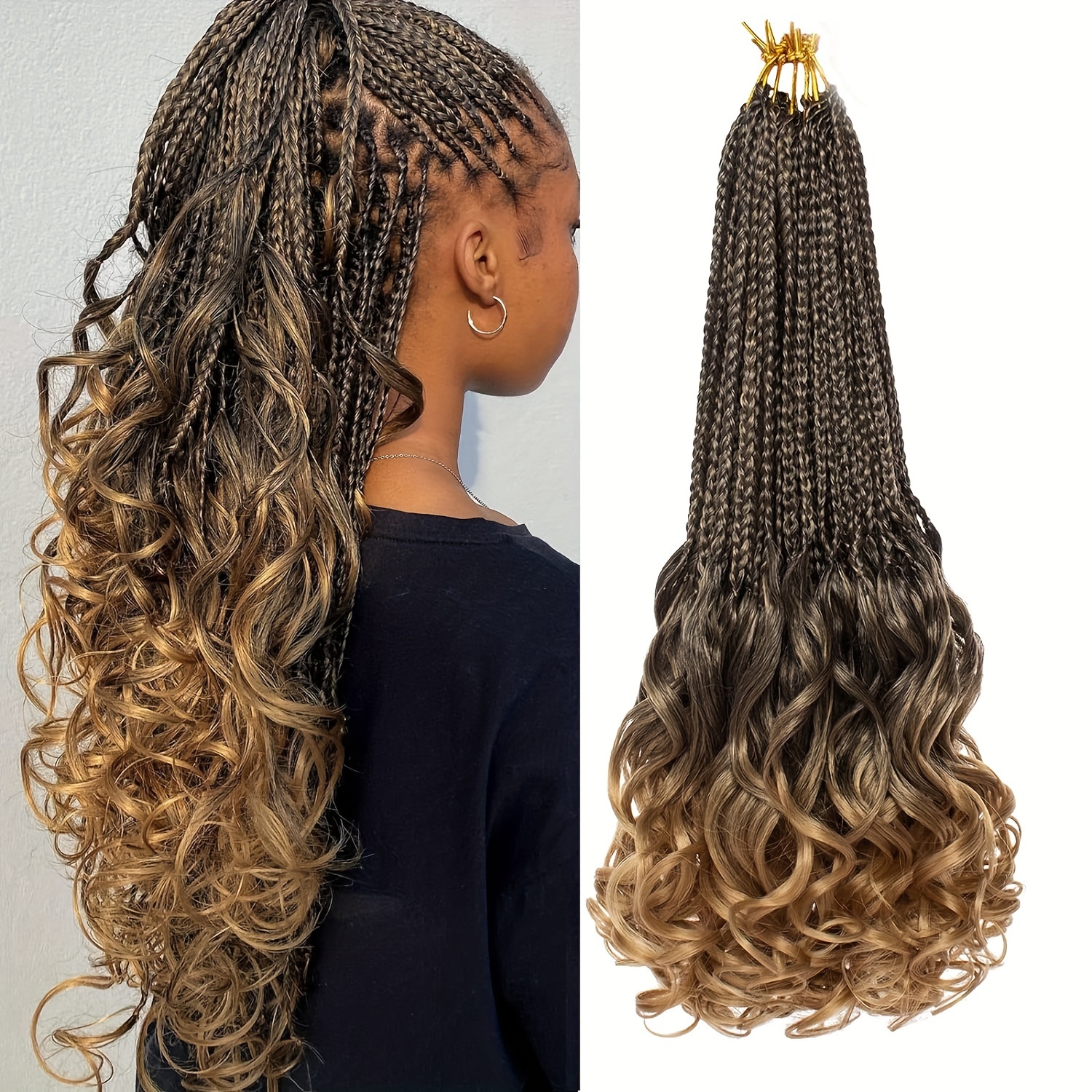 crochet box braids with curly ends sold on Temu United States