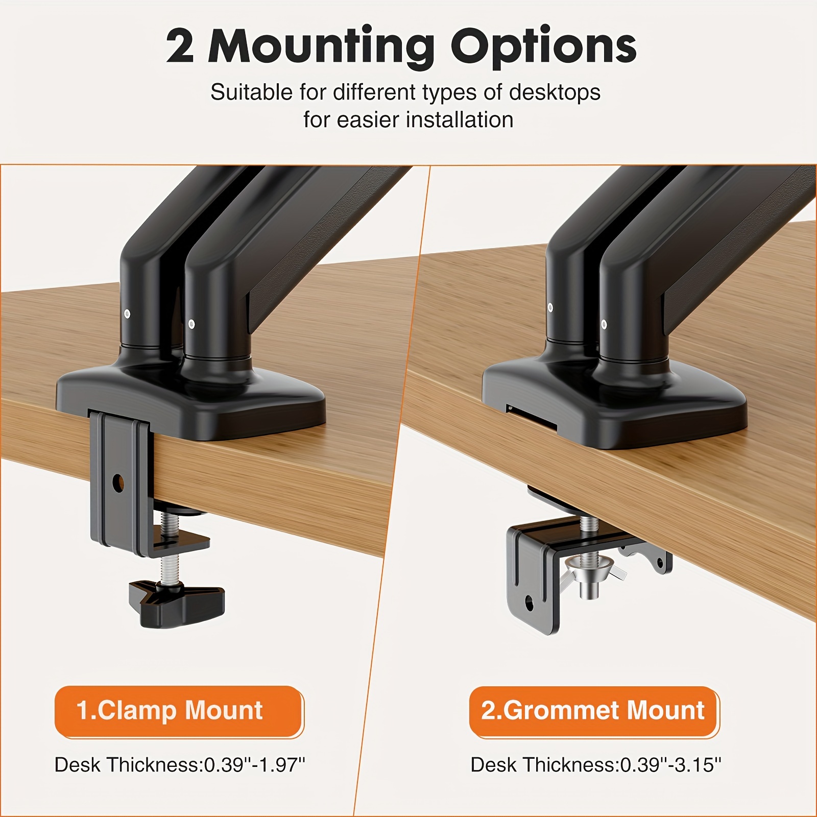 Dual Monitor Stand Arm Gas Spring 2 Monitor Desk Mount - Temu