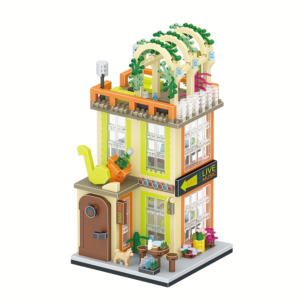 micro particle building blocks set florist music bar model decoration ...