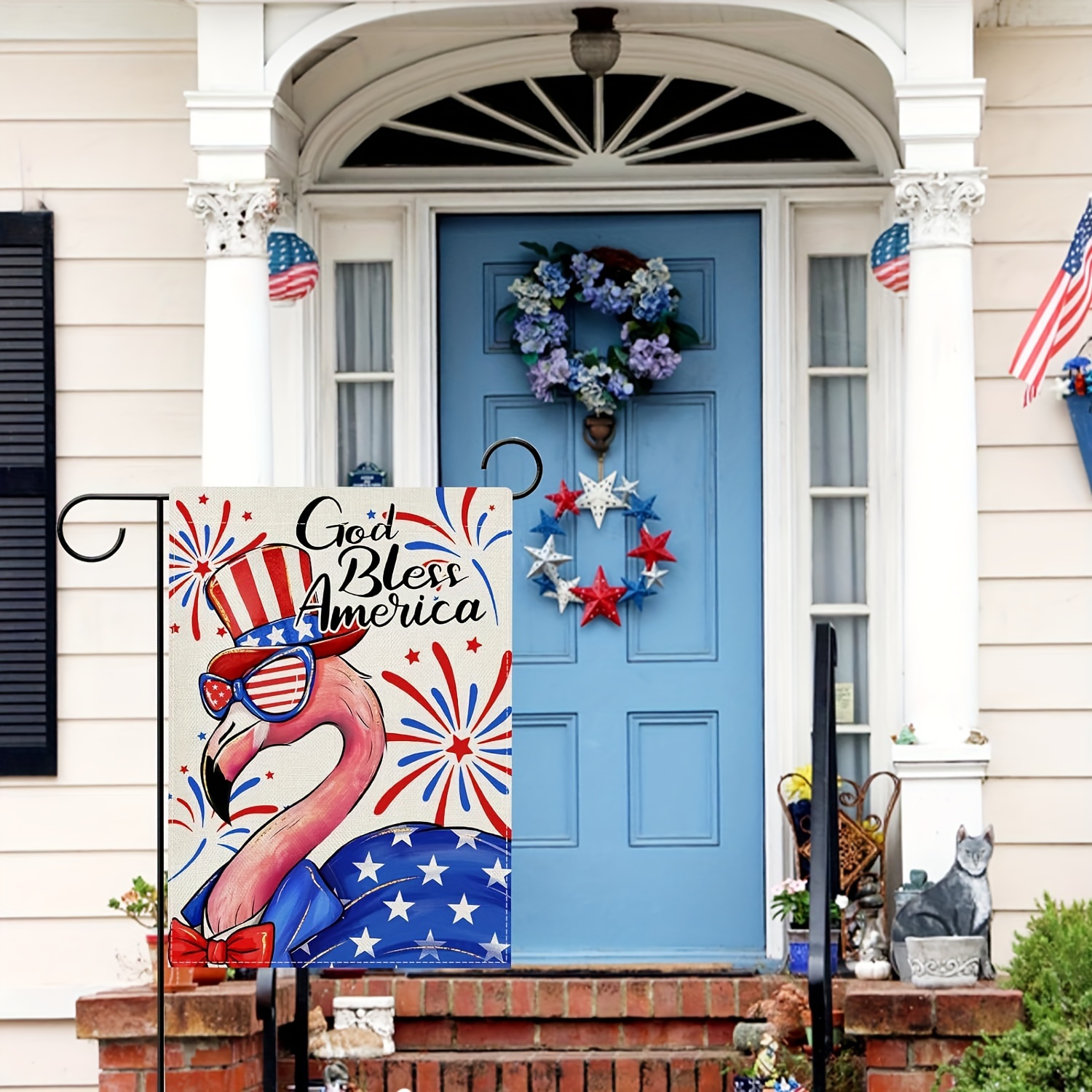 God Bless Flamingo July 4th Garden Flag Independence Day - Temu United ...