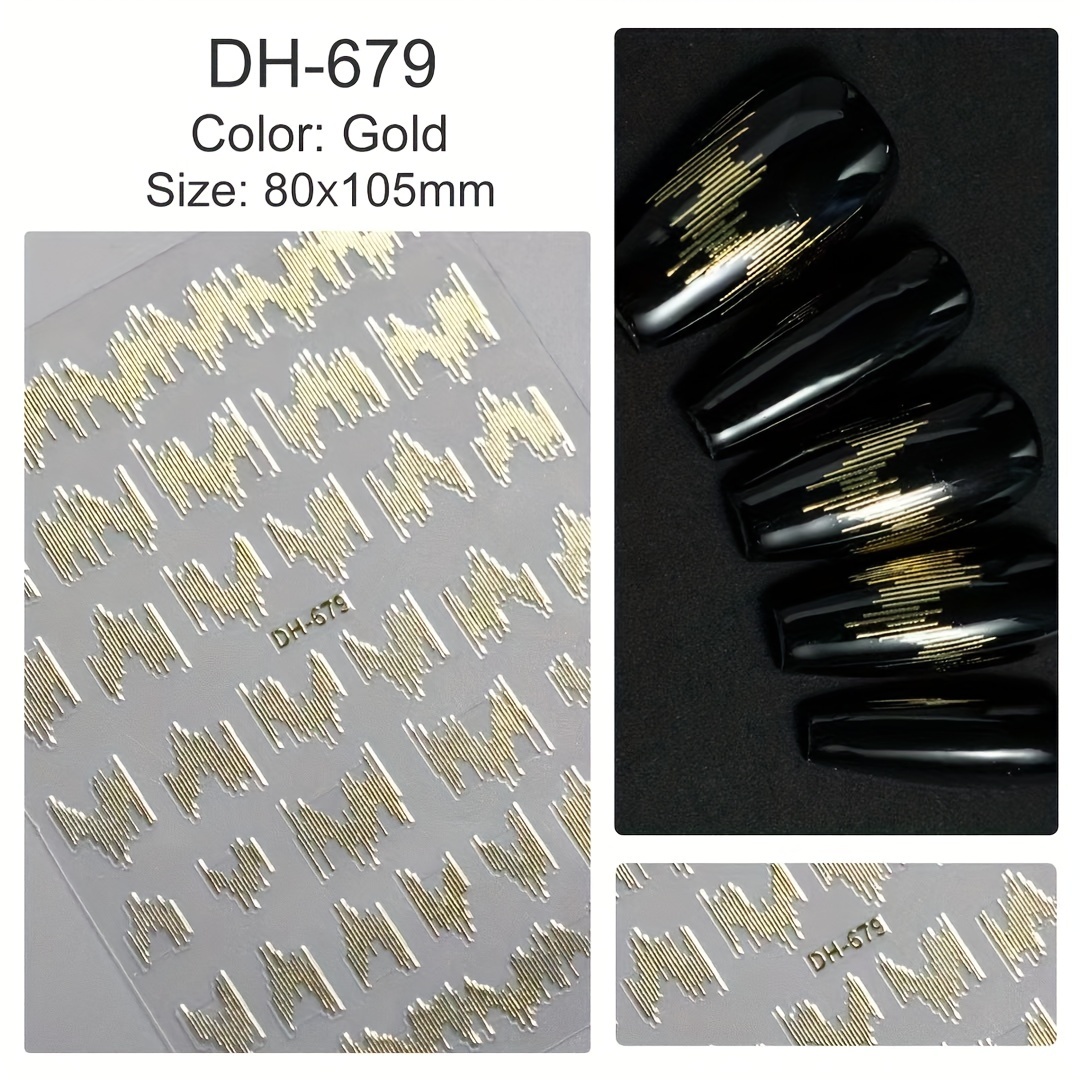 Dh 679 Laser Nail Stickers: 3d Holographic Stripes Self - Temu