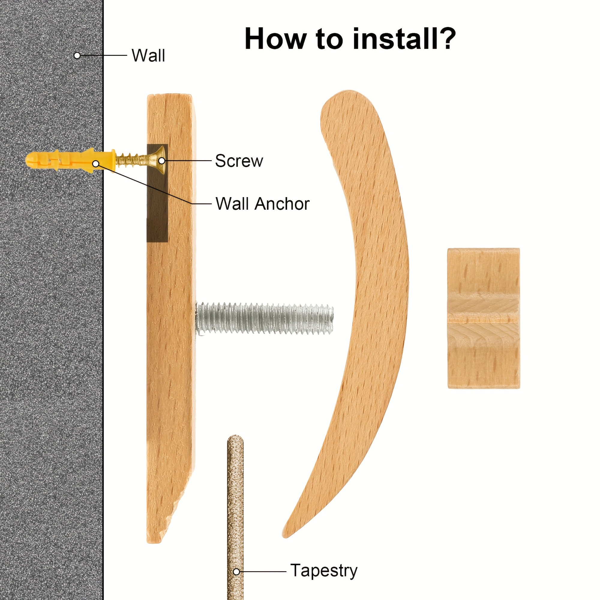 4 large wood wall display rug hangers walls - Temu