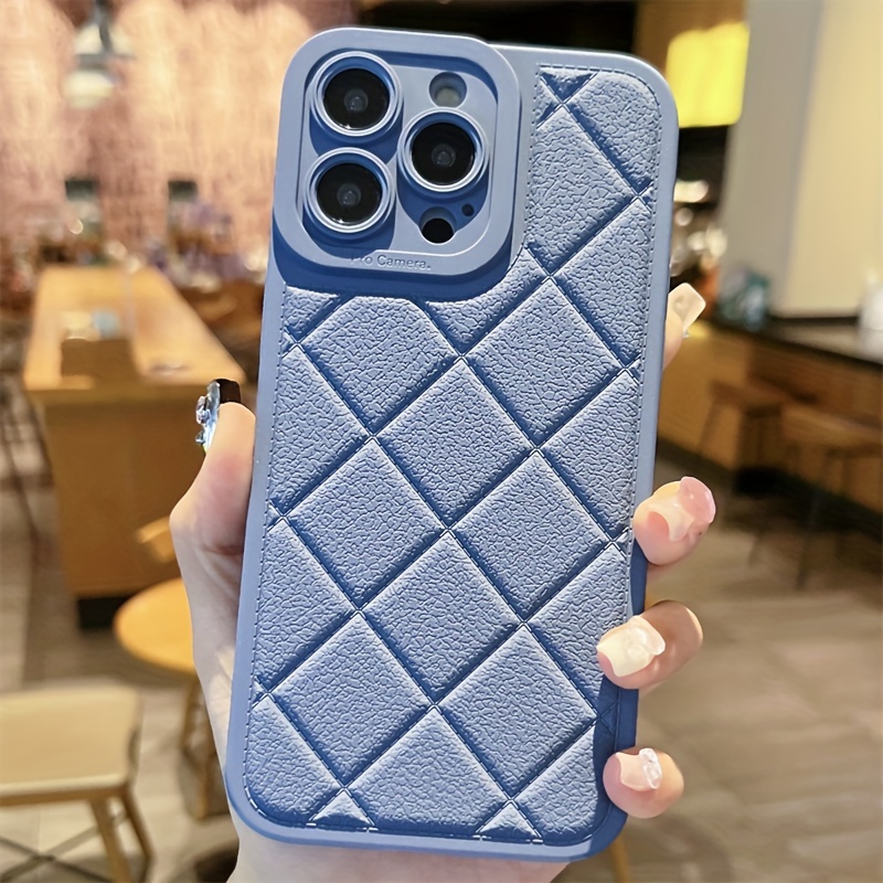 Luxury Simple Lozenge Pattern Tpu Shockproof Phone Case - Temu Canada