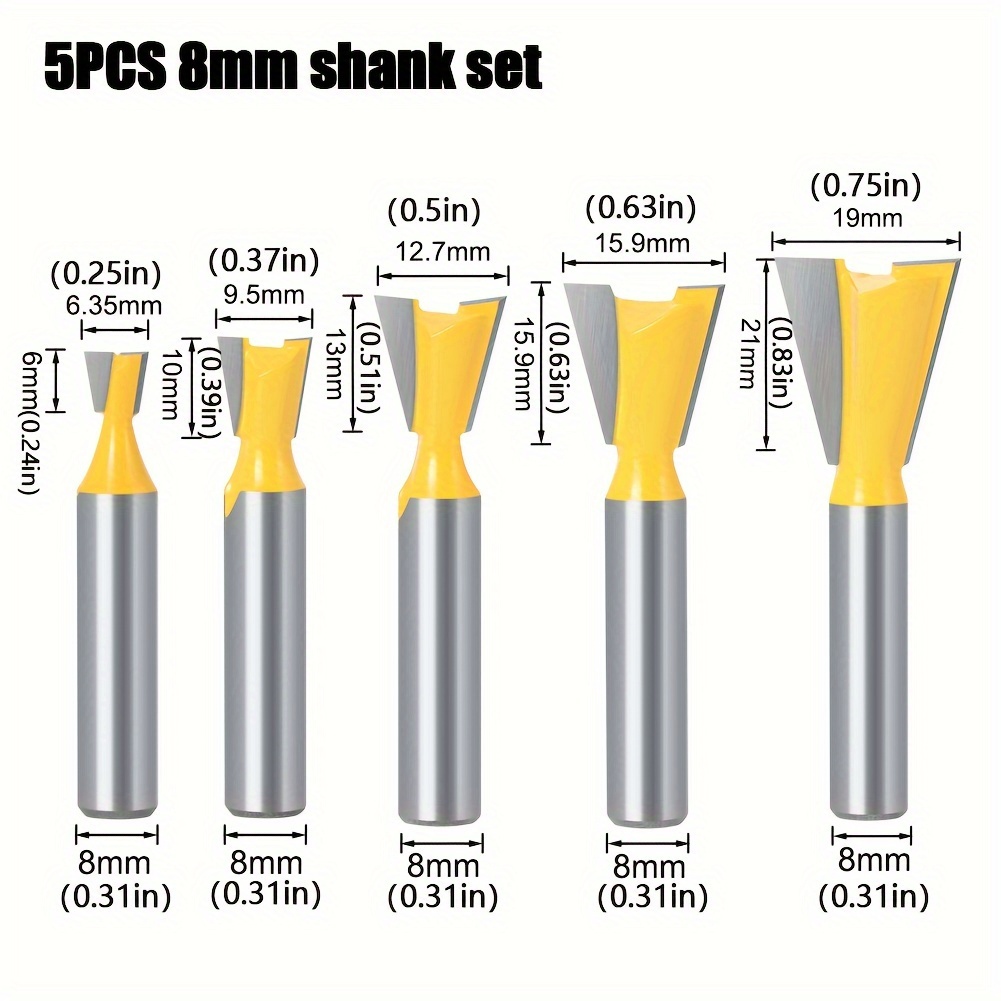shank shank dovetail joint router bits 14 degree woodworking Temu United Kingdom
