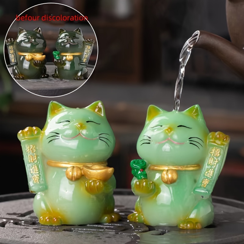 color changing maneki neko lucky cat figurine resin wealth Temu United Kingdom