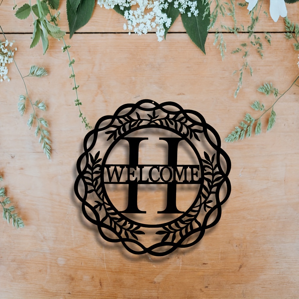 Glam Style Metal Wall Decor Graphic Round Wave "welcome" - Temu Australia