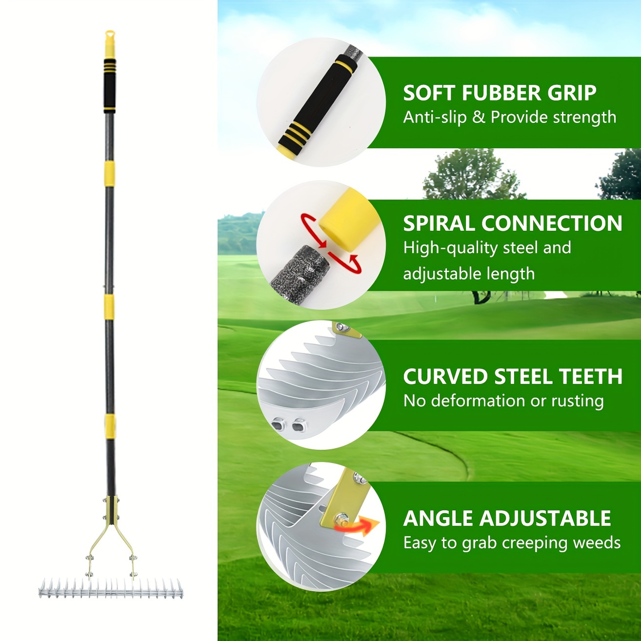 Metal Garden Rake Lawn Turf Wide Lawn Thatching Rake - Temu