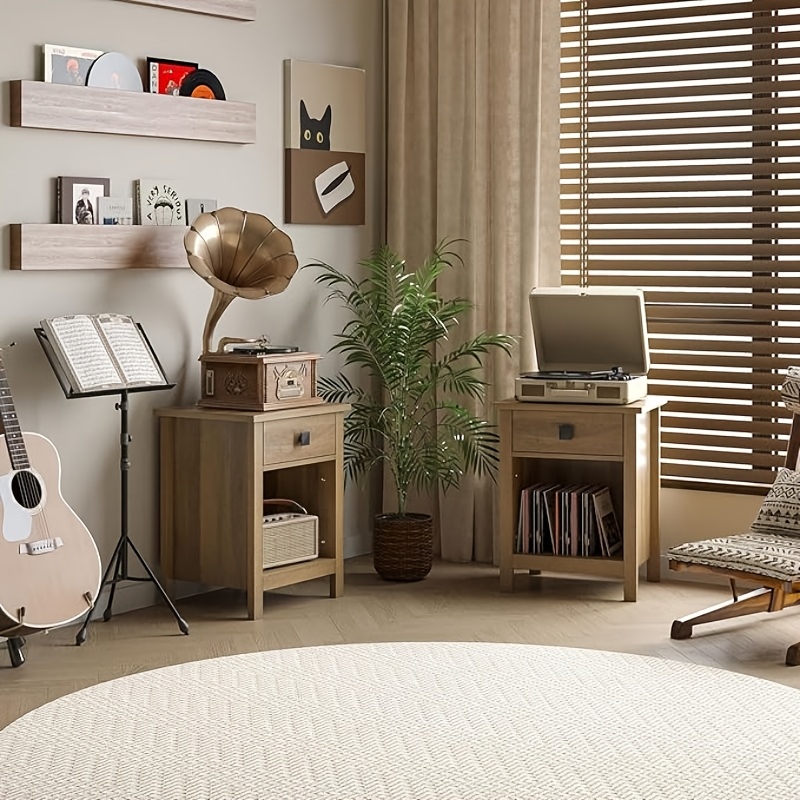 Modern Metal Nightstand Side Table Drawer - Temu