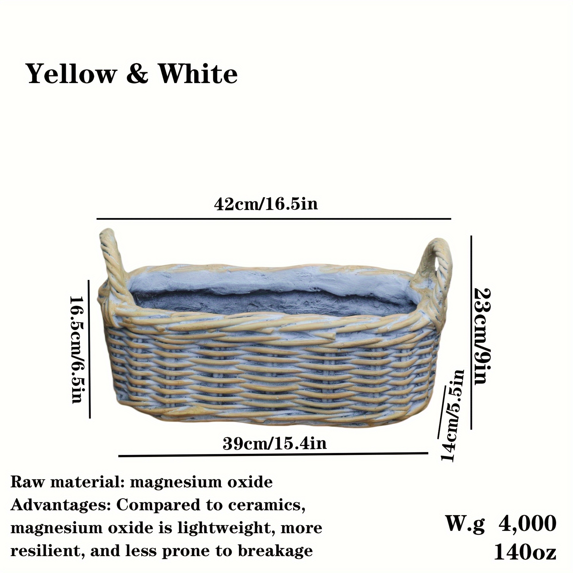 Vintage Inspired Magnesia Clay Flower Pot With Dual Handles Lightweight ...