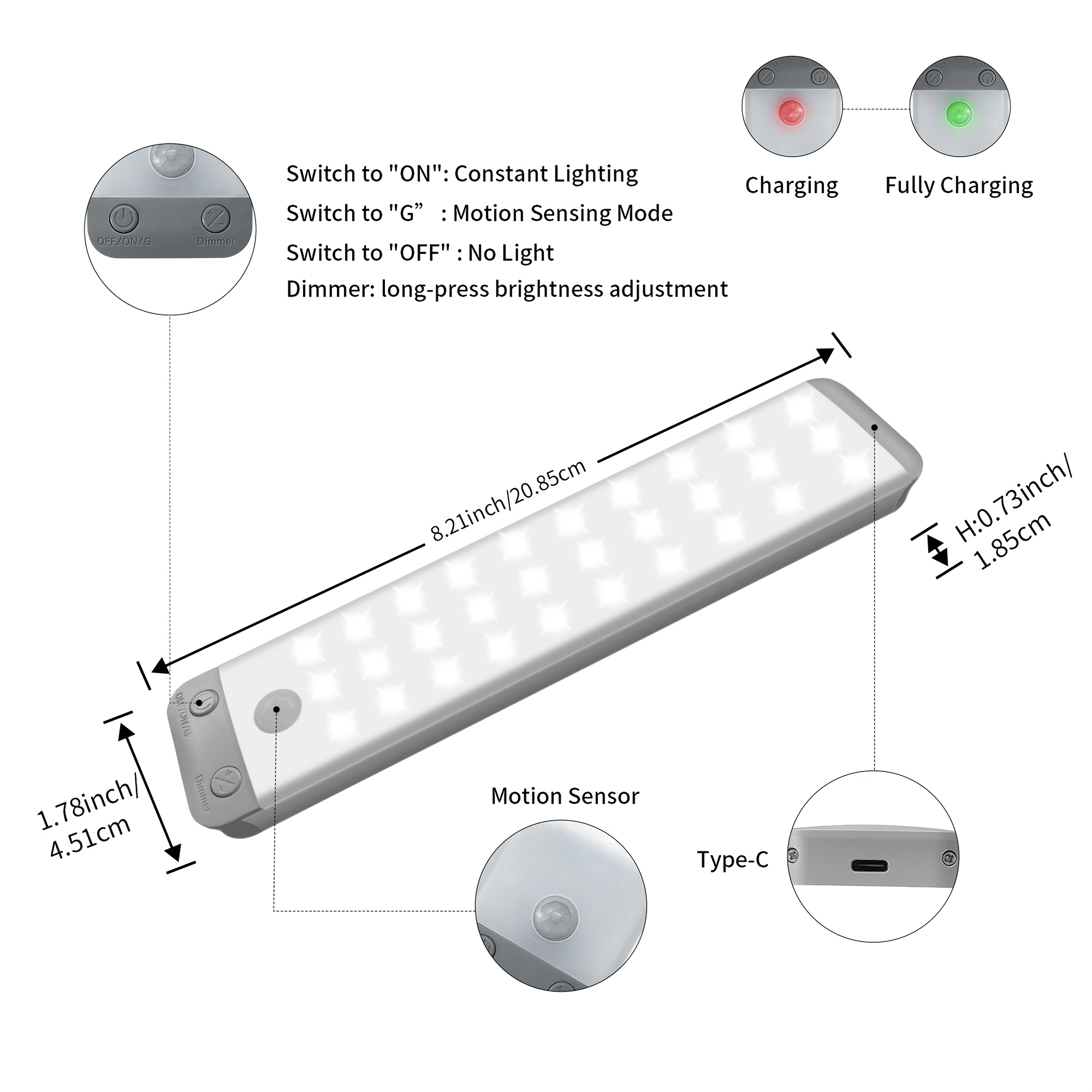 led motion sensor cabinet lights dimmable magnetic - Temu