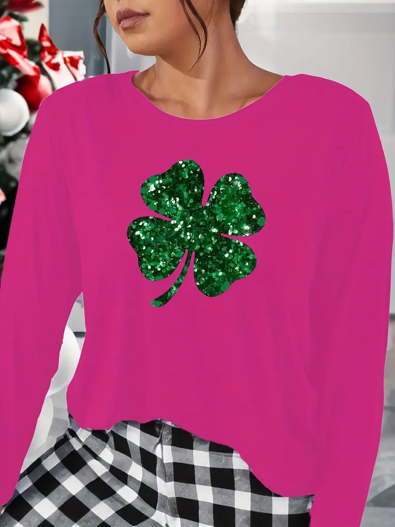 Womens St Patricks Day Casual Lounge Top Plus Size Clover Temu