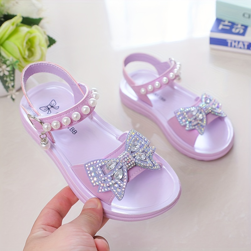trendy cute bowknot pearl open toe sandals girls - {region_name}