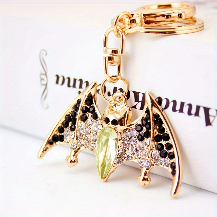 Creative Cute Artificial Diamond Encrusted Bat Keychain For Men Metal ...