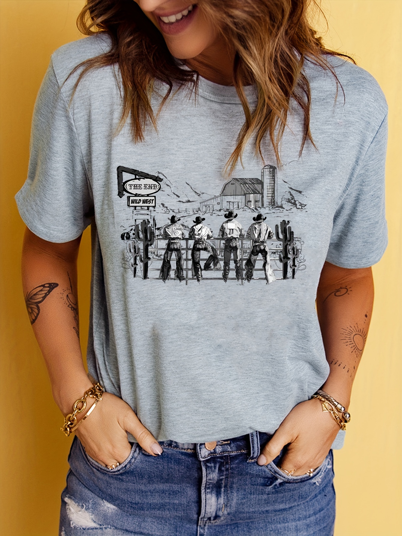 graphic print t shirt short sleeve crew neck casual top - Temu