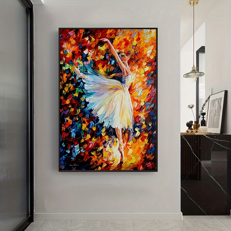 Abstract Ballet Dancer Canvas Print Viscose Material Vibrant - Temu