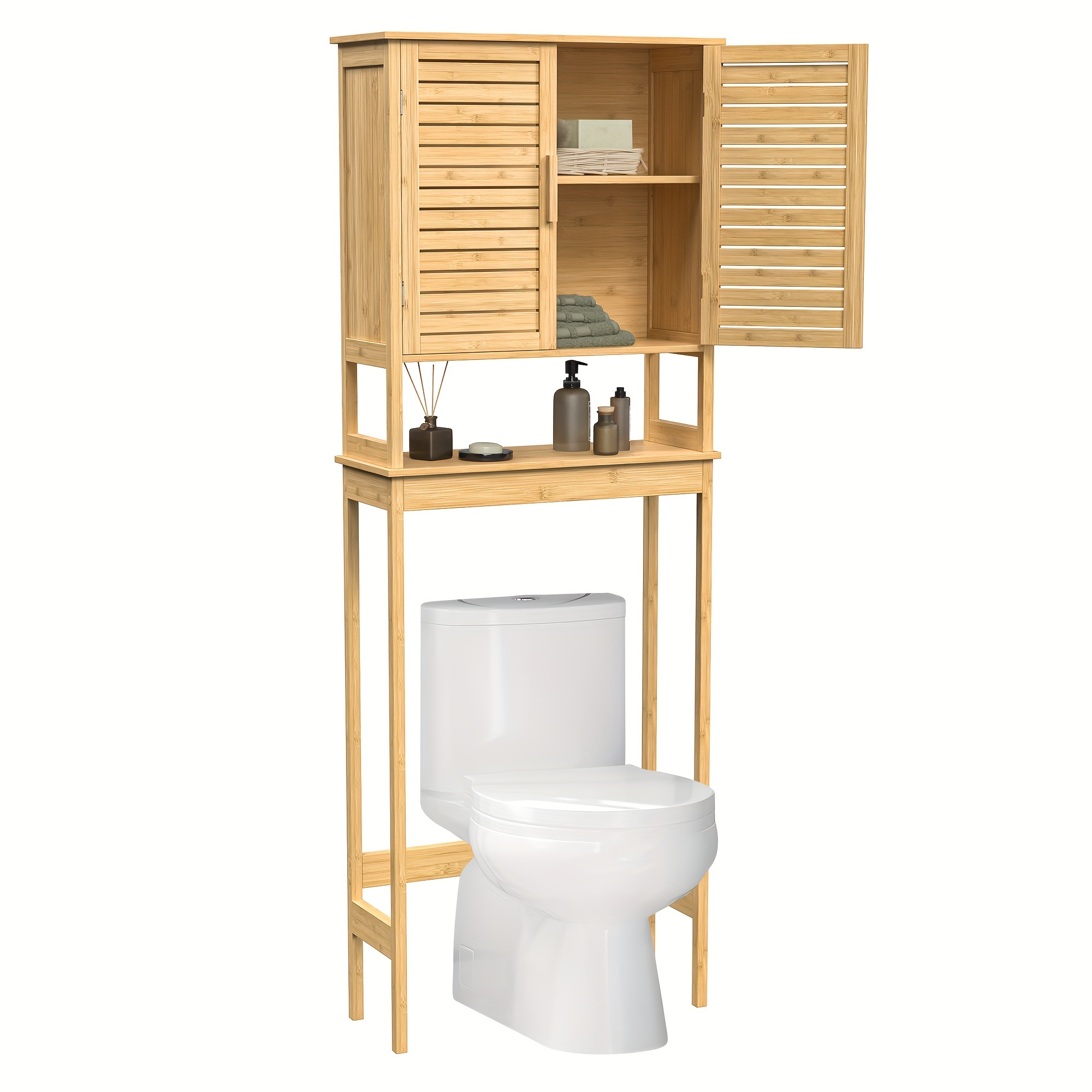 Toilet Storage Cabinet Bathroom Cabinet Adjustable Inside - Temu