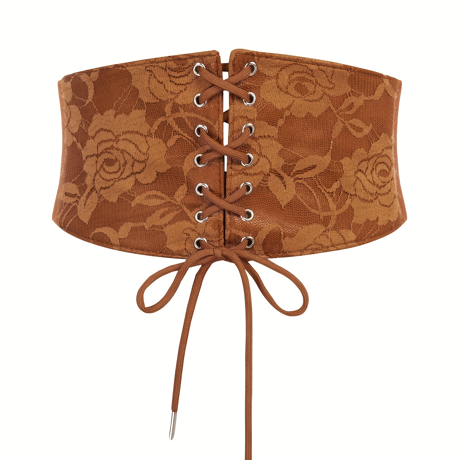 Vintage Embroidered Corset Belt Elastic Lace Waist Wrap - Temu