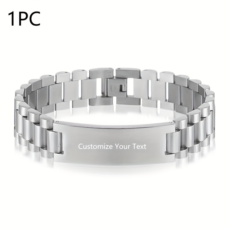Customized] Men's Bracelet Simple Laser Engraving Exclusive - Temu ...