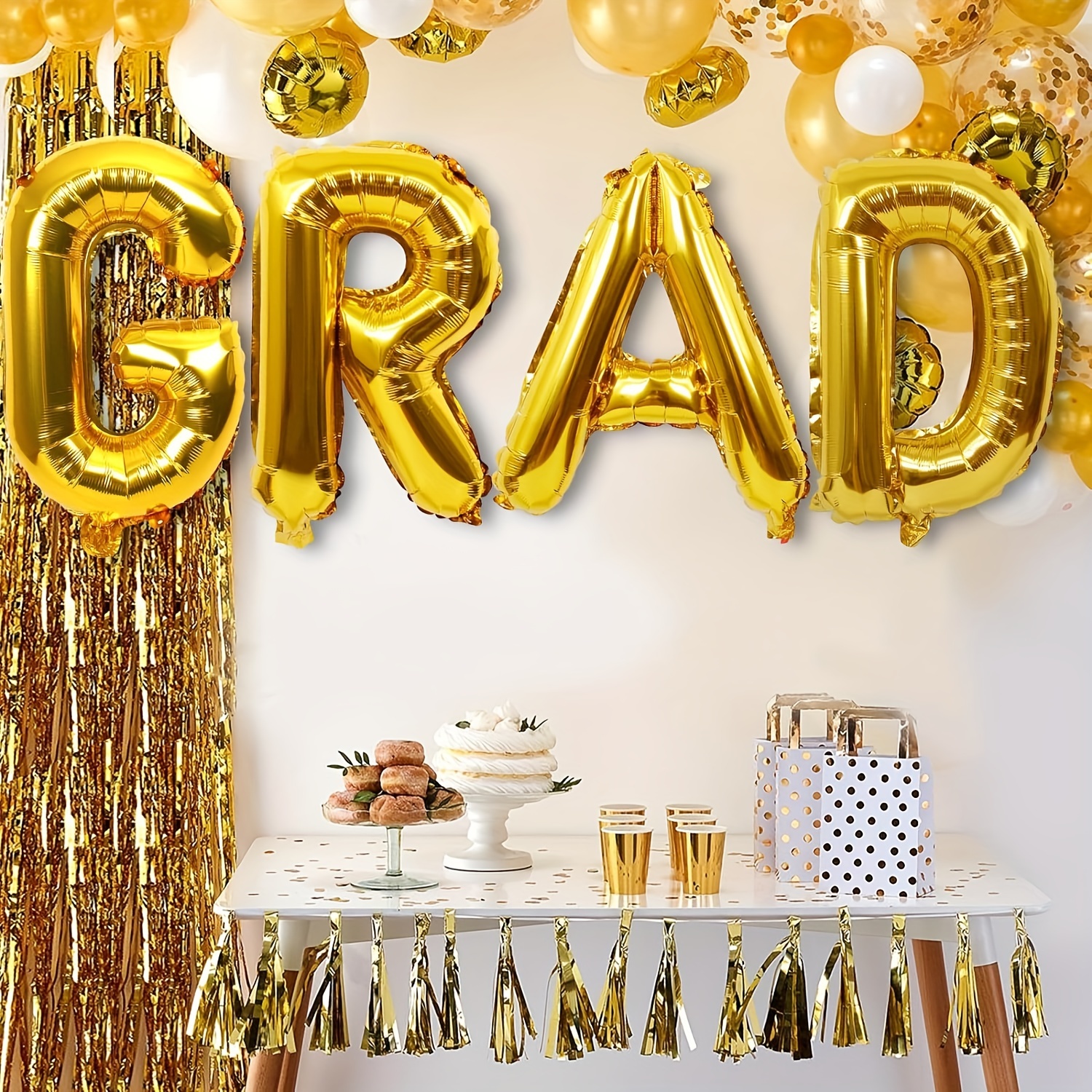class of 2024 golden grad balloons 16 inch foil mylar helium letter decorations for graduation party temu Temu