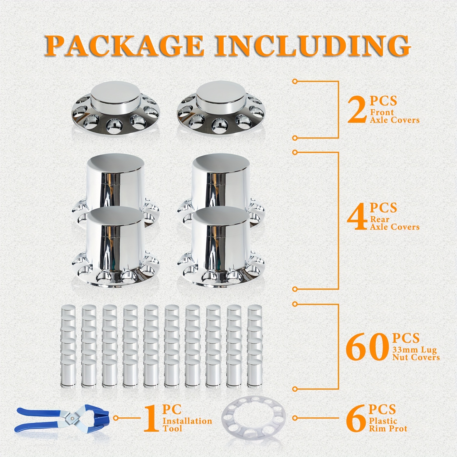 Semi Truck Accessories Wheel Center Caps 33mm Axle Cover Chrome ABS ...