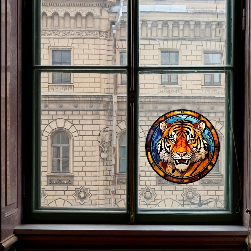 Colorful Tiger Pattern Electrostatic Glass Window Sticker - Temu Ireland