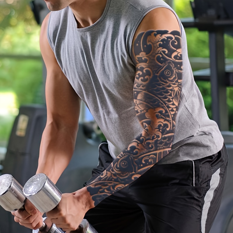 Colorful Koi Traditional Full arm Floral Temporary - Temu Canada