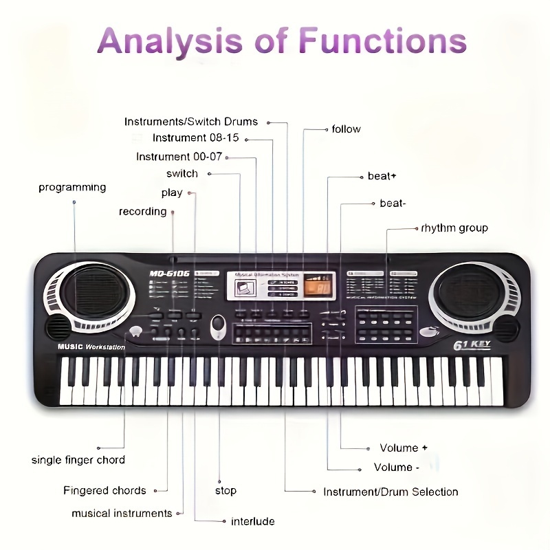 Versatile Portable 61-key Electronic Keyboard Toy Instrument With ...