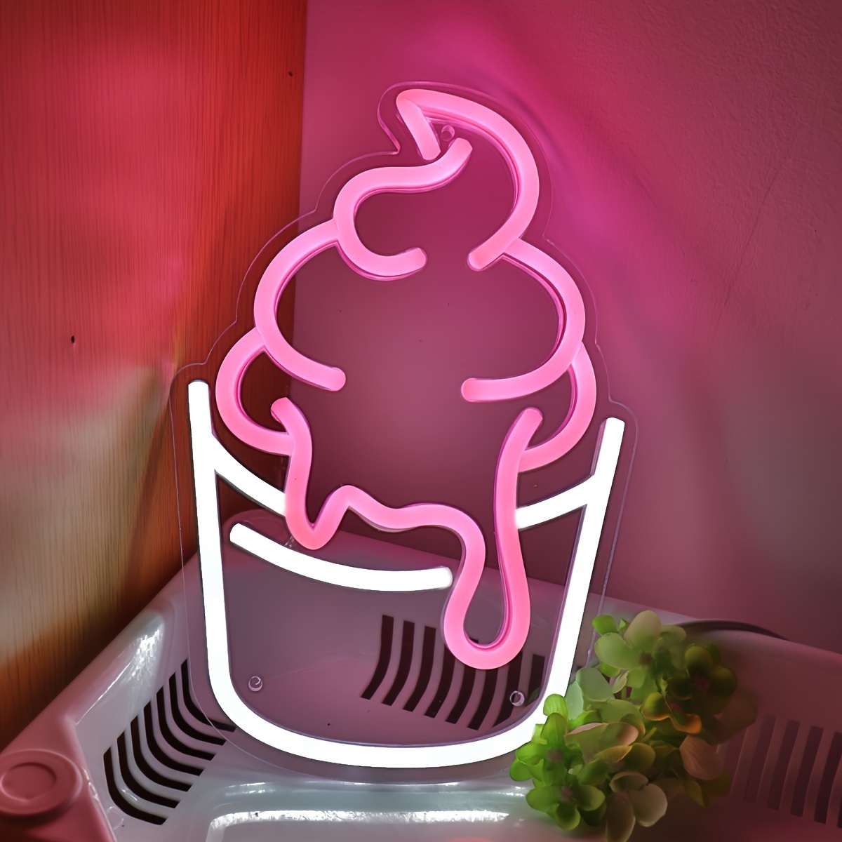 Usb Powered Led Neon Ice Cream Sign - Temu