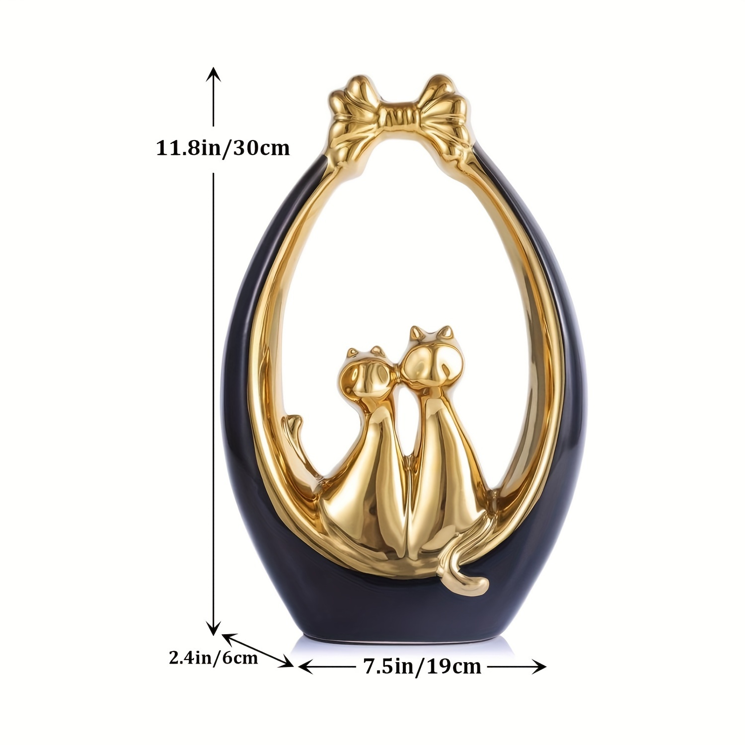 Ceramic Cat Sculpture Elegant Couple Cats Figurine Ideal - Temu