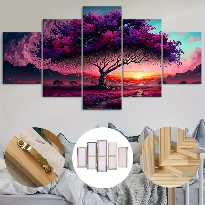 Wooden Framed Canvas Poster Modern Art Purple Tree Ideal - Temu Canada