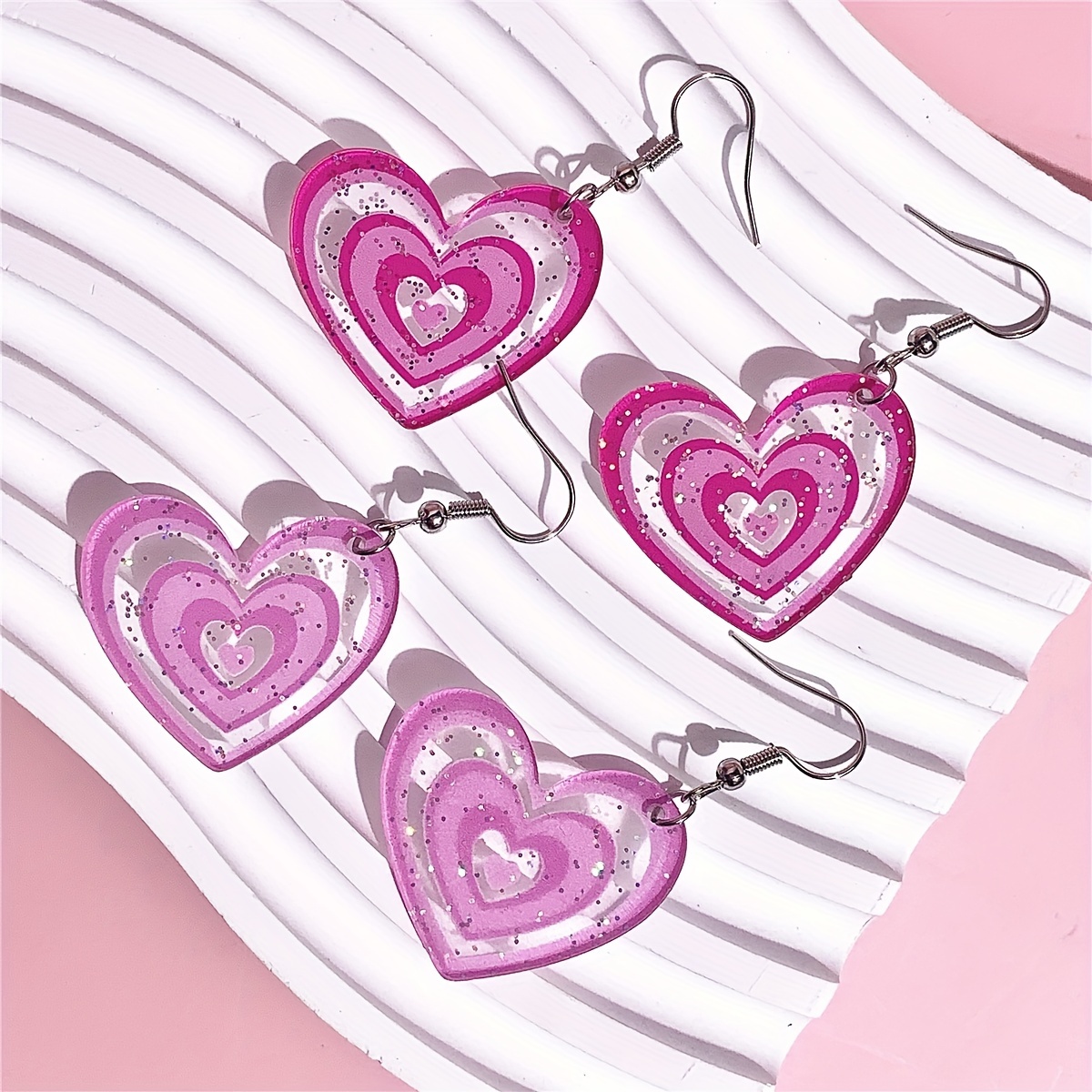 Drop Earrings Acrylic Pendant Dainty Heart Design Match - Temu Australia