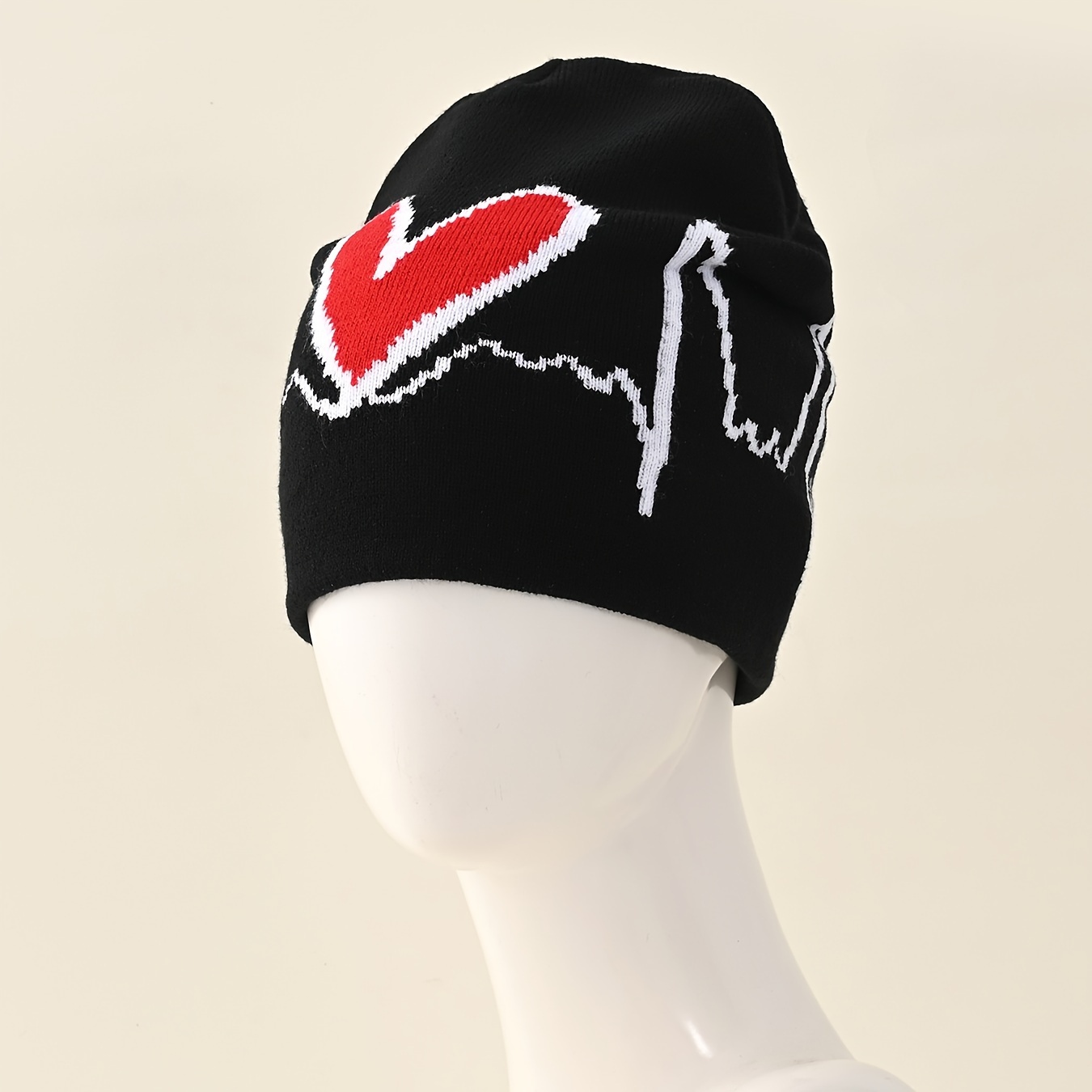 Heart Pattern Knitted Hat Warm Stylish Outdoor Activities - Temu Canada