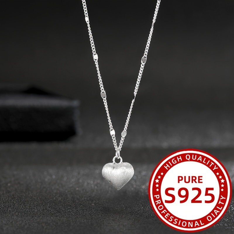 S925 Sterling Silver Love Heart Pendant Necklace Elegant - Temu Australia