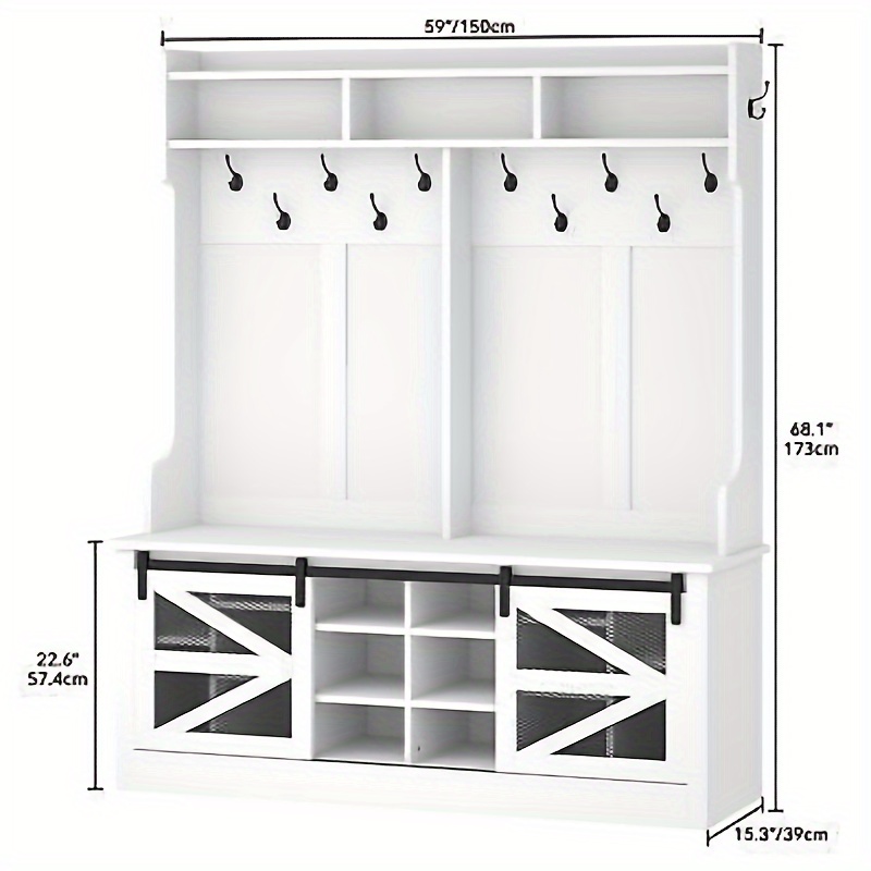 Furnanova Hall Tree Shoe Storage Bench Farmhouse Entryway - Temu