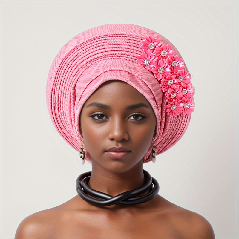 Wedding Red Multi layered Turban Hat African Fan Shaped Head - Temu