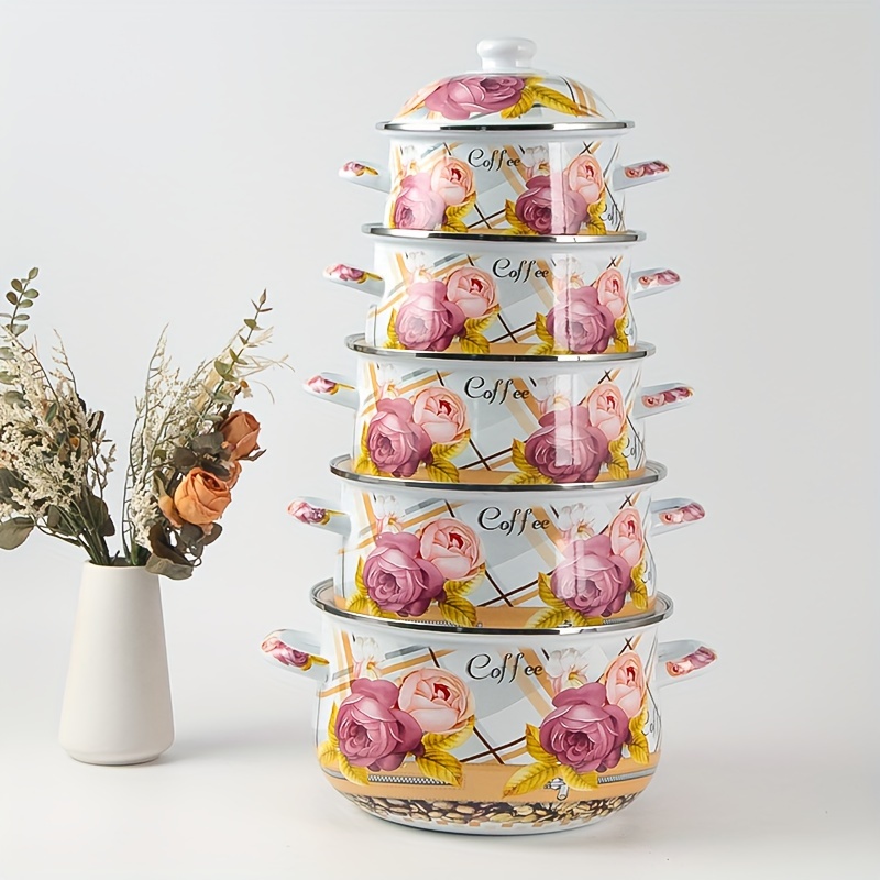 4.5 Qt/ Cast Iron Dutch Oven Enamel Coated Cookware Pot Self - Temu