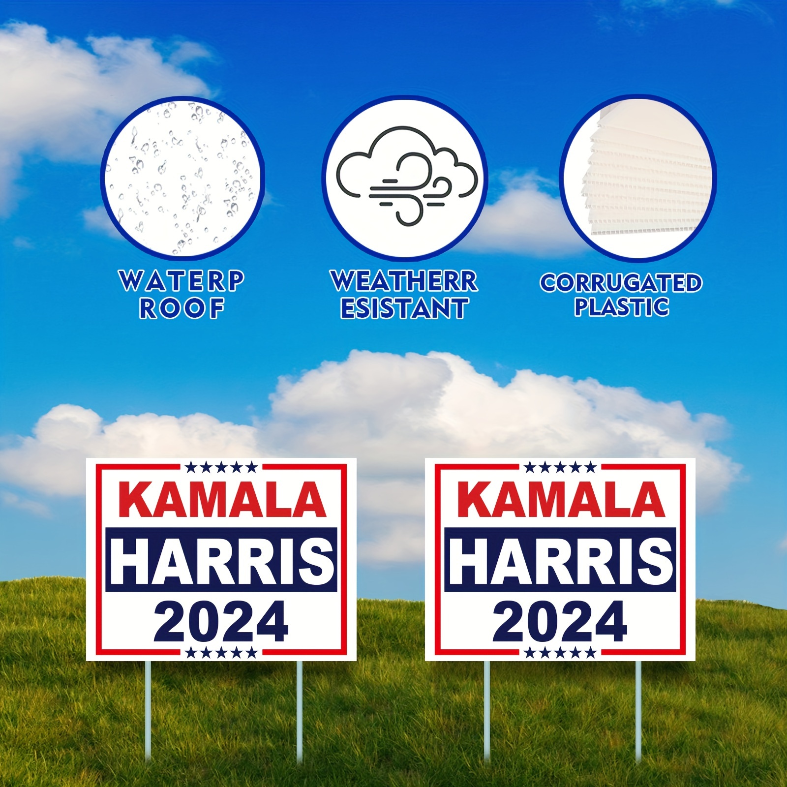 2-pack 2024 Presidential Election Campaign Yard Signs - Durable Plastic ...
