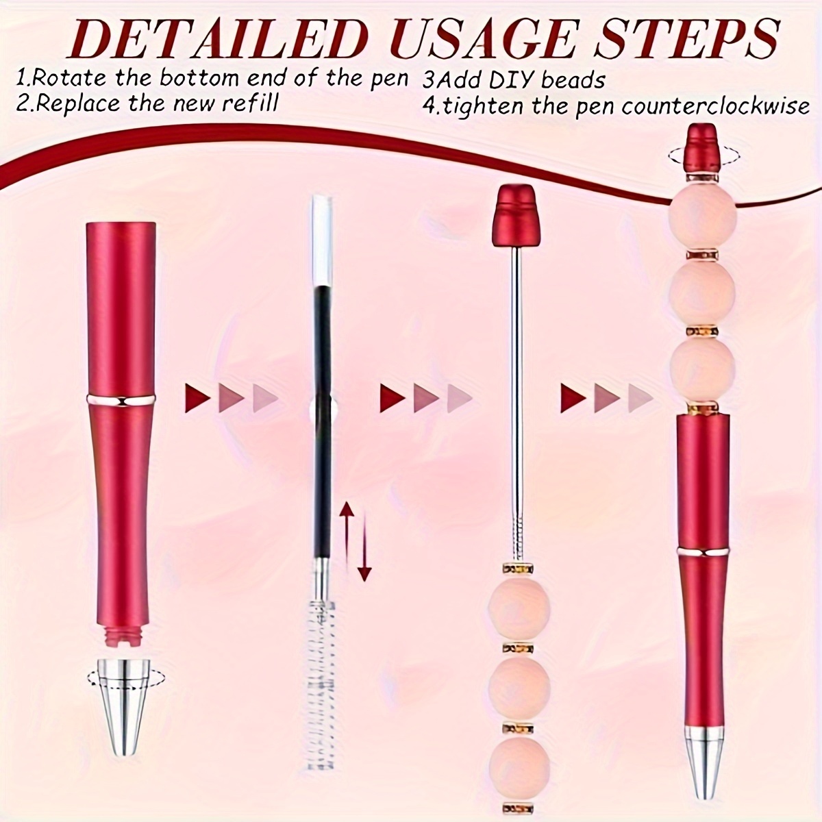 Combination Set 3 Touch Screen Stylus Pens 3 Diy Beaded Pens - Temu