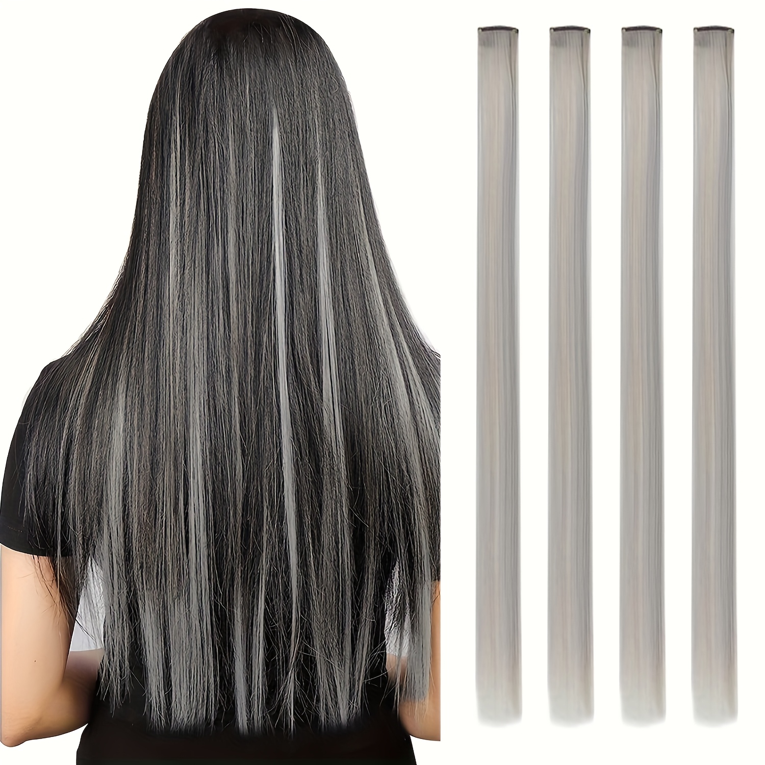 gray hair extensions sold on Temu United States