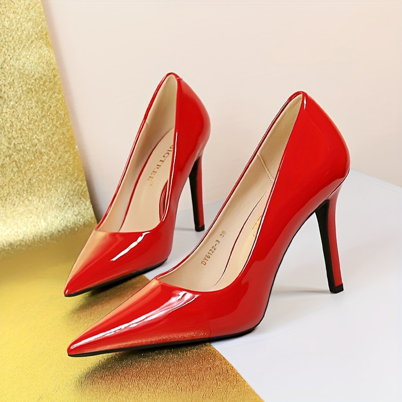 Womens Solid Color Stiletto Heels Elegant Point Toe Dress - Temu Denmark