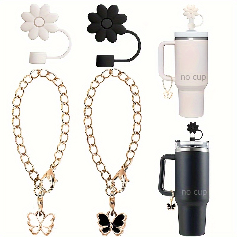 Flower Shaped Straw Cover Pendant Set Topper Stanley Cup - Temu Canada