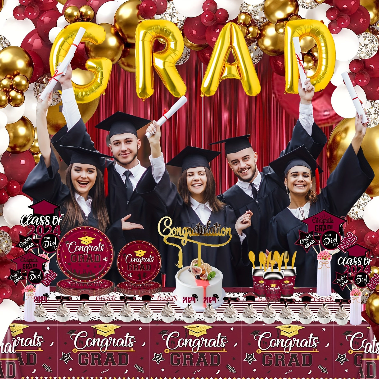 Class 2024 Graduation Party Kit Complete Disposable - Temu