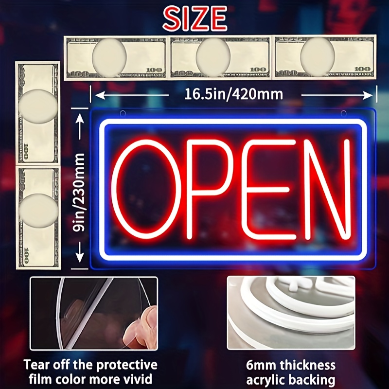 Business Sign Lighted Sign 12v/2 Bright Led Neon Open - Temu