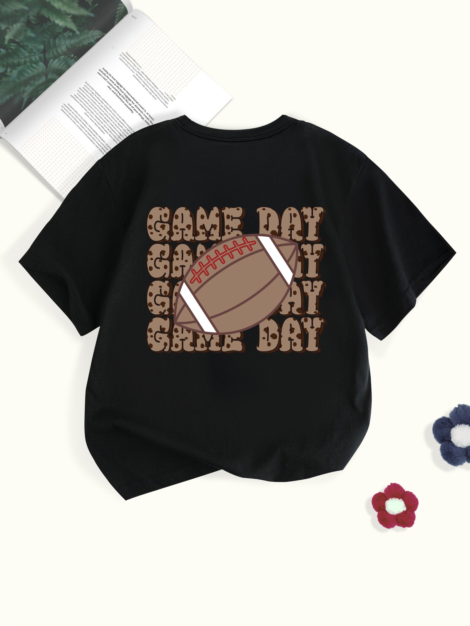 Crew Neck Short Sleeve T shirt Top Game Day Rugby Graphic - Temu Australia