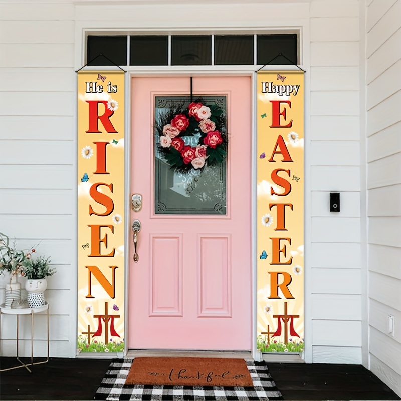 Paire Bannière Porte Décoration Pâques Design Croix Saison - Temu Morocco