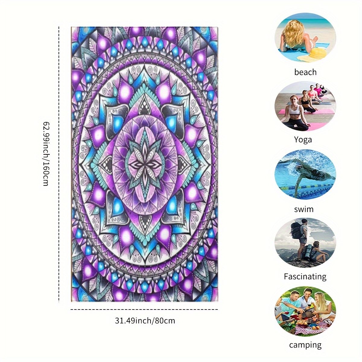 Mandala Print Soft Comfortable Lightweight Sand proof Beach - Temu ...